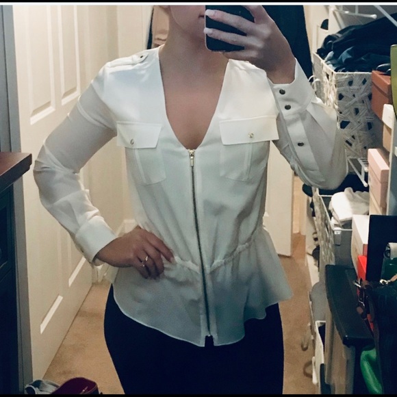 bebe | Tops | Beautiful Bebe Blouse With Gold Accents S | Poshmark